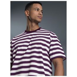 TRIGEMA T-Shirt »Heavy T-Shirt mit Ringelmuster« 1 Stk. tlg. aubergine S S HEAVY -Single-Jersey