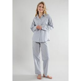 Tom Tailor Pyjama »Positivism« 2 Stk. tlg., Streifendesign, Langarm, lange Hose, Kragen, Knopfleiste, Brusttasche blau-mittel-Streifen 44 (XXL) 44...