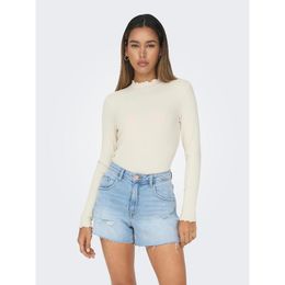 Jacqueline de Yong Jdy Damen JDY Langarmbluse &raquo;JDYFRANSISKA L/S HIGHNECK TOP JRS NOOS&laquo; mit gewellten S&auml;umen grau L