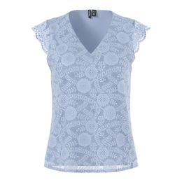 Pieces Spitzentop &raquo;PCOLLINE SL LACE V-NECK TOP WVN NOOS&laquo; Kentucky Blue S S Shirt von Pieces