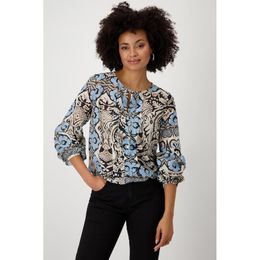 monari Schlupfbluse »Bluse Ornament allover« mit Alloverprint schwarz hellblau braun gemustert 34 34 Bluse mit allover Print von monari