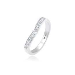 Elli DIAMONDS Diamantring »Diamanten (0.15 ct) V-Form Verlobung 925 Silber« Silber 54 mm Modern geformter Diamant Ring für Damen