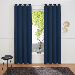 my home Gardine »SOLA« Ösen 1 Stk. tlg. Schal einfarbig, Verdunkelung, 1er oder 2er Set Gardinen navy Obermaterial: 100% Polyester 145 cm