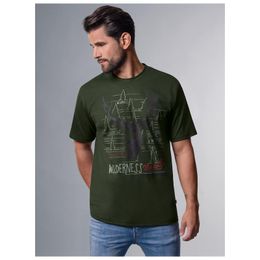 TRIGEMA T-Shirt »T-Shirt mit großem Hirsch-Print« 1 Stk. tlg. khaki L L DELUXE-Single-Jersey