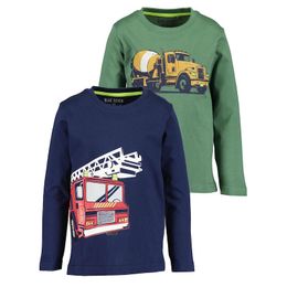 Blue Seven Langarmshirt »Jungen Langarmshirts« 2 Stk. tlg. M02 - DK GRÜN + ULTRAMARIN 116 116 Langarmshirts mit Baumaschinen-Prints