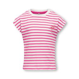 KIDS Only Rundhalsshirt &raquo;KOGTRINE BATSLEEVE STRUCTURE TOP JRS&laquo; Cloud Dancer Stripes:Fuchsia Fedora/EMB 146/152 146/152 Shirt von KIDS Only f&uuml;r M&auml;dchen