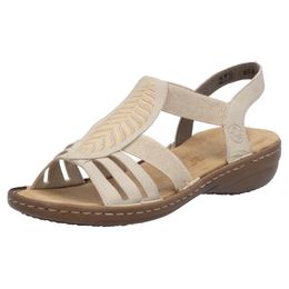Rieker Sandale Sommerschuh, Schlupfschuh, Sandalette mit praktischen Gummizügen hellbeige 40 40 Sandale mit dekorativer Stickerei