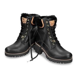 Panama Jack Damen Winterstiefelette mit kuscheligem Lammfell Futter schwarz 41