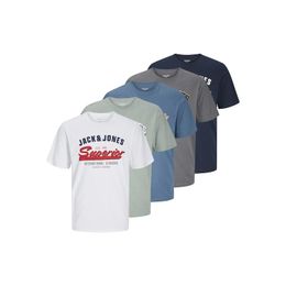 Jack & Jones PlusSize JACK & JONES PLUSSIZE Rundhalsshirt &raquo;JJELOGO TEE SS O-NECK 2COL S25 5P MP PLS&laquo; 5 Stk. tlg. Iceberg Green Pack:W.Oceanview/Sky...