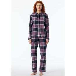 Schiesser Pyjama »Selected Premium Warming« 2 Stk. tlg., mit klassischem Karomuster 804-nachtblau 42 42 Langer Damen-Pyjama von Schiesser