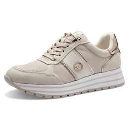 Tamaris Plateausneaker, Plateau, Freizeitschuh, Halbschuh, Schnürschuh im Materialmix creme-kombiniert 37 37 Sportiver Plateausneaker mit...