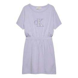 Calvin Klein Jeans M&auml;dchen Jerseykleid &raquo;MONOLOGO METALLIC T-SHIRT DRESS&laquo; mit gl&auml;nzendem Logo lila 6 (116), N-Gr