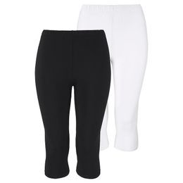 Boysen's BOYSEN'S Leggings in Capri-Länge weiß, schwarz 44 - N-Gr N-Gr 44 3/4-Leggings im praktischem Doppelpack