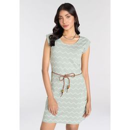 Kangaroos Jerseykleid Set, mit abnehmbarem Gürtel, aufgesetzte Taschen mit Alloverprint hell grün- weiß 36 - N-Gr N-Gr 36 Druck-Kleid mit...