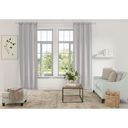 my home Vorhang &raquo;Parry&laquo; &Ouml;sen 2 Stk. tlg. 2-er Set, blickdicht, monochrom, basic silberfarben Obermaterial: 100% Polyester 145 cm