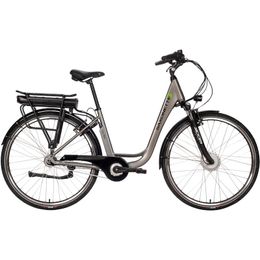 SAXONETTE &raquo;City Plus&laquo; 7 Gang Nabenschaltung Frontmotor 250 W mit Akku-Ladeger&auml;t, Pedelec, Elektrofahrrad f&uuml;r Damen u. Herren silberfarben matt+schwarz