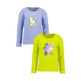 Blue Seven Langarmshirt Packung, 2 Stk. tlg. mit süßen Einhorn-Motiven flieder/hellgrün 122 122 Tolle Shirts mit langem Arm von Blue Seven