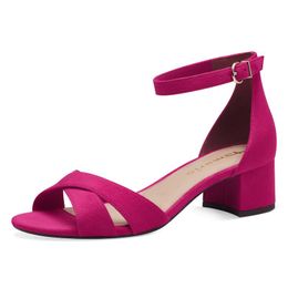 Tamaris Sandalette, Blockabsastz, Sommerschuh, Riemchensandale mit Kreuzbandage fuchsia 42 42 Elegantes Modell mit verstellbarem Riemchen