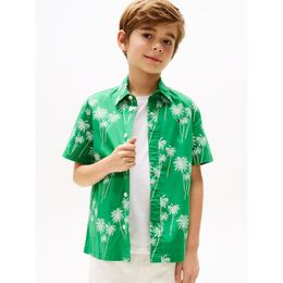 Tommy Hilfiger Kurzarmshirt »STRETCH POPLIN PRINTED SHIRT SS« mit Palmenprint Green 4 (104) 4 (104) Hemd von Tommy Hilfiger