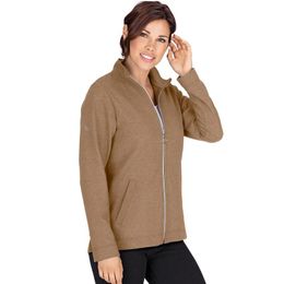 TRIGEMA Sweatjacke »Jacke mit funkelnden Strass-Steinen« 1 Stk. tlg. nougat-melange L L Strukturierte Sweat-Qualität