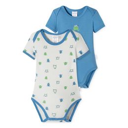 Schiesser Body »Natural Love« 2er Pack, mit lustigen Tier-Drucken blau-weiß 68 - N-Gr N-Gr 68 Babybody von Schiesser