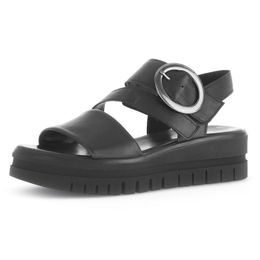 Gabor Keilsandalette, Sommerschuh, Riemensandale, Bequemschuh mit Best Fitting-Ausstattung schwarz 36 36 Sandalette mit großer Zierschließe auf dem...