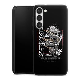DeinDesign Galaxy S23+ Handy Premium Silikon Hülle Handyhülle schwarz Case Japan Dragon Ocean Silikon Premium Case