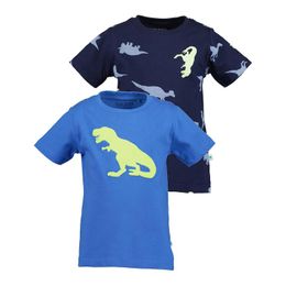 Blue Seven T-Shirt »T-Shirts« 2 Stk. tlg. M02 - BLAU+ULTRAMARIN AOP 92 92 Coole T-Shirts mit Dino-Drucken