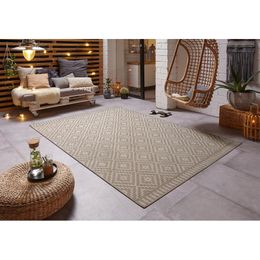 freundin Home Collection Teppich »Breeze« rechteckig 8 mm Höhe In-& Outdoor, Wetterfest, Balkon, Garten, Wohnzimmer, Rauten taupe/creme...