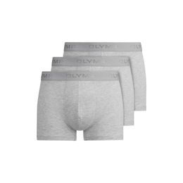 OLYMP Boxershorts Packung, 3er, 3 Stk. tlg., mit Logodruck am Bund grau M M 3er Pack Boxershorts von OLYMP