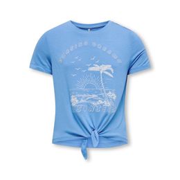 KIDS Only Rundhalsshirt »KOGRITA S/S SHINY KNOT TOP BOX JRS« Regatta Print:Sunset 146/152 146/152 T-Shirt von KIDS Only für Mädchen