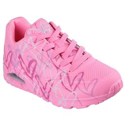 Skechers Wedgesneaker »UNO-SPREAD THE LOVE« Freizeitschuh, Halbschuh, Schnürschuh mit coolem Graffiti-Print rosa-pink 35 35 Mit farbenfrohen...