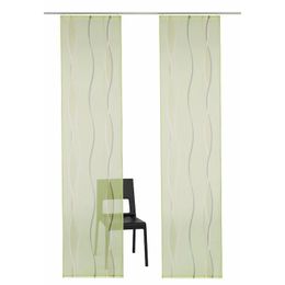 my home Schiebegardine &raquo;Dimona&laquo; Klettschiene 2 Stk. tlg. 2-er Set, Fertiggardine, mit Befestigungszubeh&ouml;r, Wellen gr&uuml;n Voile, Polyester