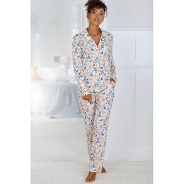 Vivance Dreams Pyjama 2 Stk. tlg., mit durchgehender Knopfleiste rosa-blau-geblümt 36/38 36/38 Klassischer Pyjama mit Allover-Druck