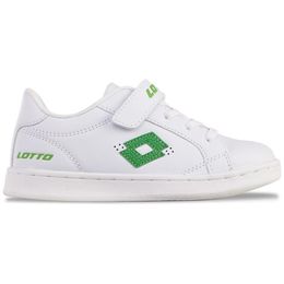 Lotto Sneaker - mit Elastik-Schnürung & Klettverschluss WHITE-GREEN 26 26 Lotto Kindersneaker im Retro Tennis Style