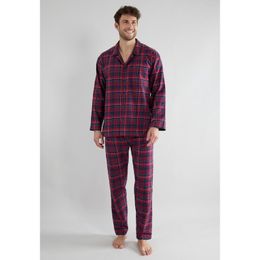 Tom Tailor Pyjama 2 Stk. tlg., Knopfleiste, Langarm, V-Kragen, lange Hose, weich, Karo-Muster rot-dunkel-Karo 48S 48S Herren Schlafanzug von Tom...