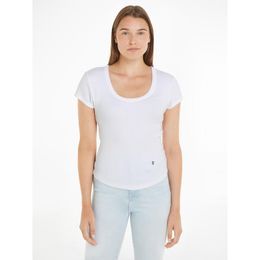 Tommy Hilfiger T-Shirt &raquo;SLIM RIB SCOOP NK CAP SLV&laquo; mit Metalllabel white S (36) S (36) T-Shirt von Tommy Hilfiger
