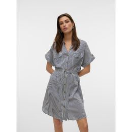 Véro Moda VERO MODA Midikleid »VMBUMPY SS SHORT SHIRT DRESS WVN GA NOOS« Brusttaschen Sommerkleid India Ink Stripes:Snow White XL - N-Gr N-Gr XL Kurzes Kleid...