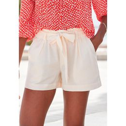 Lascana Shorts im Paperbag-Stil, Leinenmix, Schlupfhose, Sommerhose beige 36 - N-Gr N-Gr 36 Bequeme Schlupfform