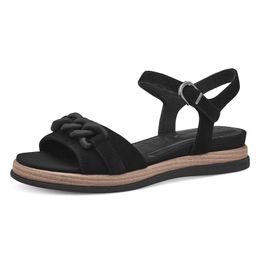 Tamaris Keilsandalette, Sommerschuh, Riemchensandale mit mattierter Zierkette schwarz 40 40 Keilsandalette mit Klett unter der Zierschnalle