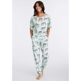 Vivance Dreams Pyjama 2 Stk. tlg., mt Animal Alloverprint mint-gemustert 36/38 36/38 Pyjama mit Allover-Animalprint