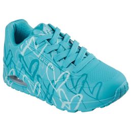 Skechers Wedgesneaker »UNO-SPREAD THE LOVE« Freizeitschuh, Halbschuh, Schnürschuh mit coolem Graffiti-Print türkis-weiß 35 35 Mit farbenfrohen...