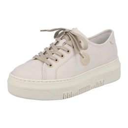 Rieker Plateausneaker aus Canvas, Freizeitschuh, Halbschuh, Schnürschuh beige 42 42 Mit seitlichem Logo