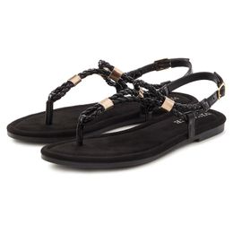 Vivance Sandale »Sommerschuh« Zehentrenner, Sommerschuh, Sandalette mit raffinierten Riemchen schwarz 40 40 Mit raffiniert geflochtenen Riemchen...