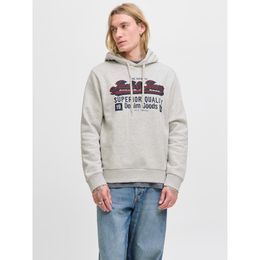 Jack & Jones JACK & JONES Kapuzensweatshirt »JJELOGO SWEAT HOOD 2 COL 25/26 NOOS« mit stylischem Print White Melange XXL XXL Herren-Hoodie von Jack & Jones