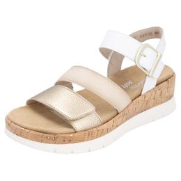 Remonte Keilsandalette, Riemchensandale, Sommerschuh, Bequemschuh mit Zierschnalle wei&szlig;-goldfarben-creme 38 38 Sandalette mit gro&szlig;er Zierschlie&szlig;e...