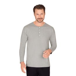 TRIGEMA Longsleeve »Langarmshirt mit Knopfleiste« 1 Stk. tlg. grau-melange M M DELUXE-Single-Jersey