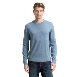 Tom Tailor Rundhalspullover mit Logostickerei faded blue melange XL XL Strickpullover von Tom Tailor