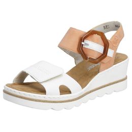 Rieker Sandalette, Sommerschuh, Sandale, Keilabsatz, mit auffälliger Schmuckspange aprikot-weiß 41 41 Modische Sandalette in sommerlicher Optik