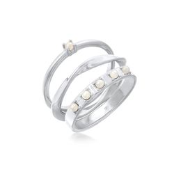 Elli Perlenring »Synthetische Perlen Stapelring Klassik 3er Set 925 Silber« Silber 54 mm Klassisch, elegantes 3er Ring-Set für Damen